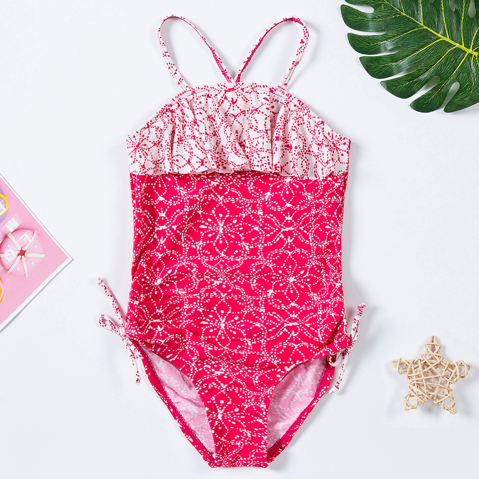 3-12 Years Girls Swimsuit One Piece Red Ruffle Sty... – Grandado