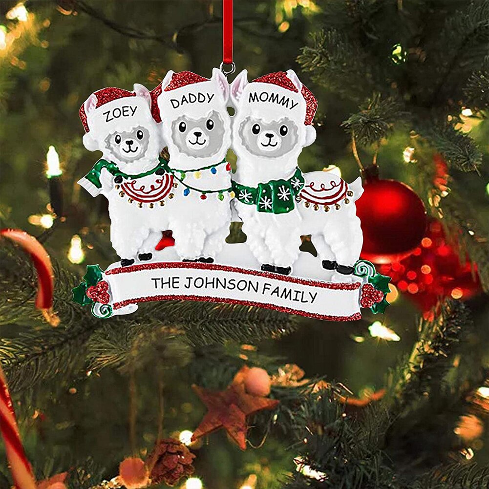 Cute Christmas Tree Ornaments Family Of Alpaca Chr... – Grandado
