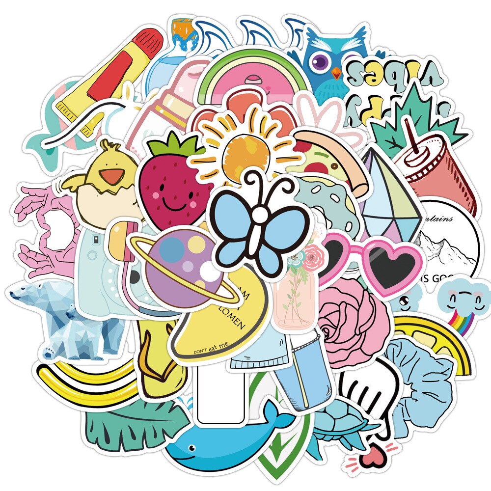 50PCS Cartoon Pink INS Style Cute Stickers For Lap... – Vicedeal