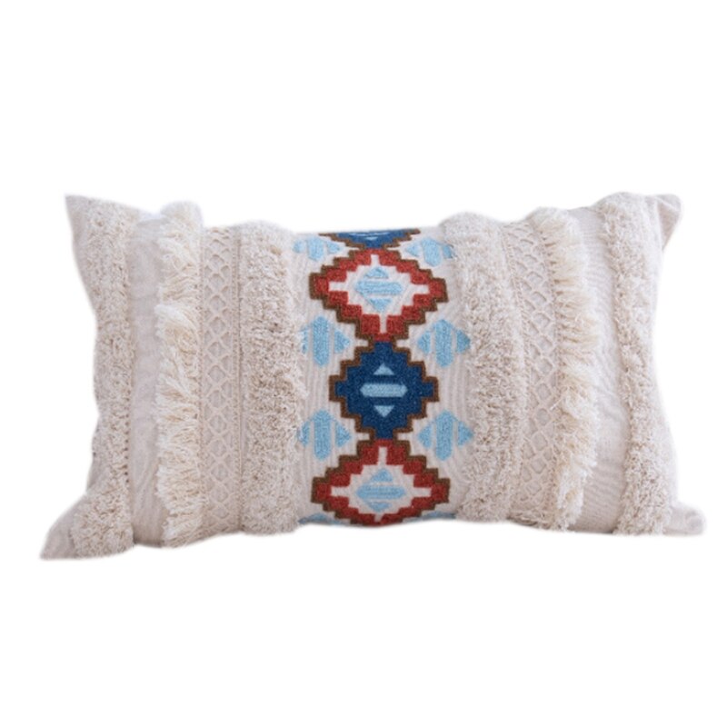 Boho Embroidered Ethnic Tufted Pillow Cotton Woven... – Grandado