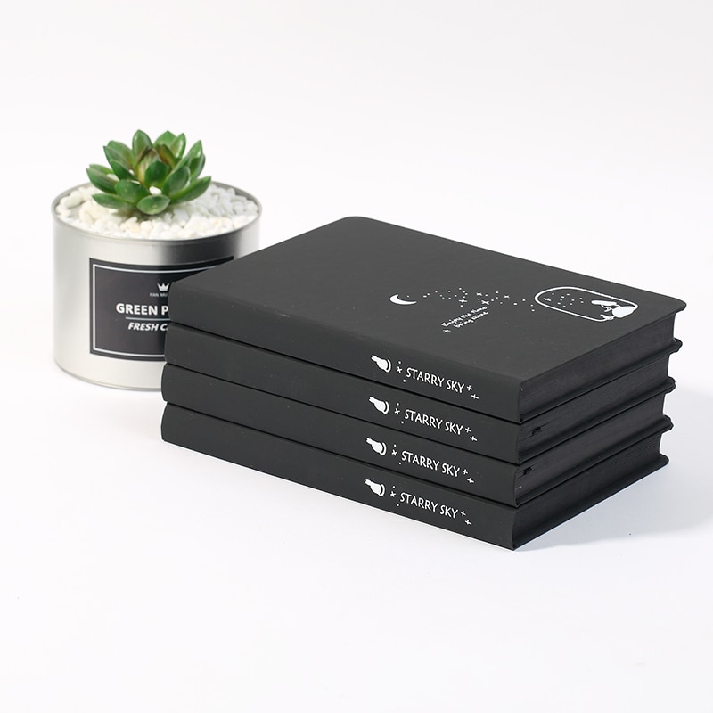 Hardcover Cute Dream Girl Black Page Notebook Diar... – Grandado