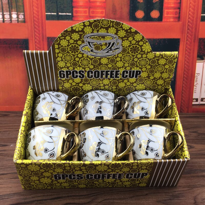 European plated six cups ceramic mug set coffee cu... – Vicedeal