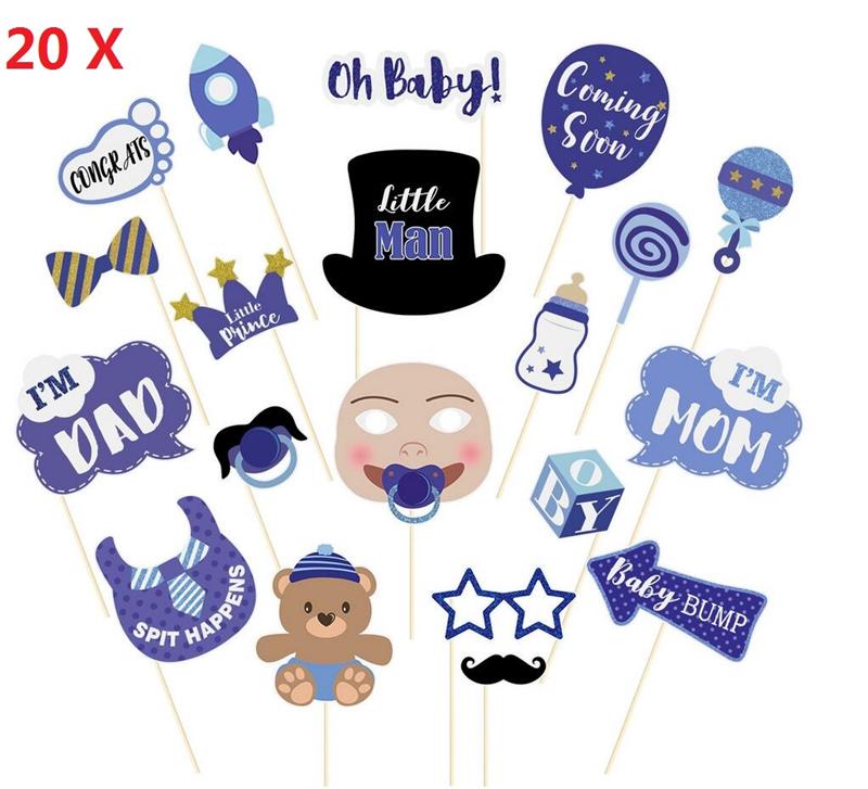 Amosfun 20PCS Boy Baby Shower Photo Props Cute Cos... – Grandado
