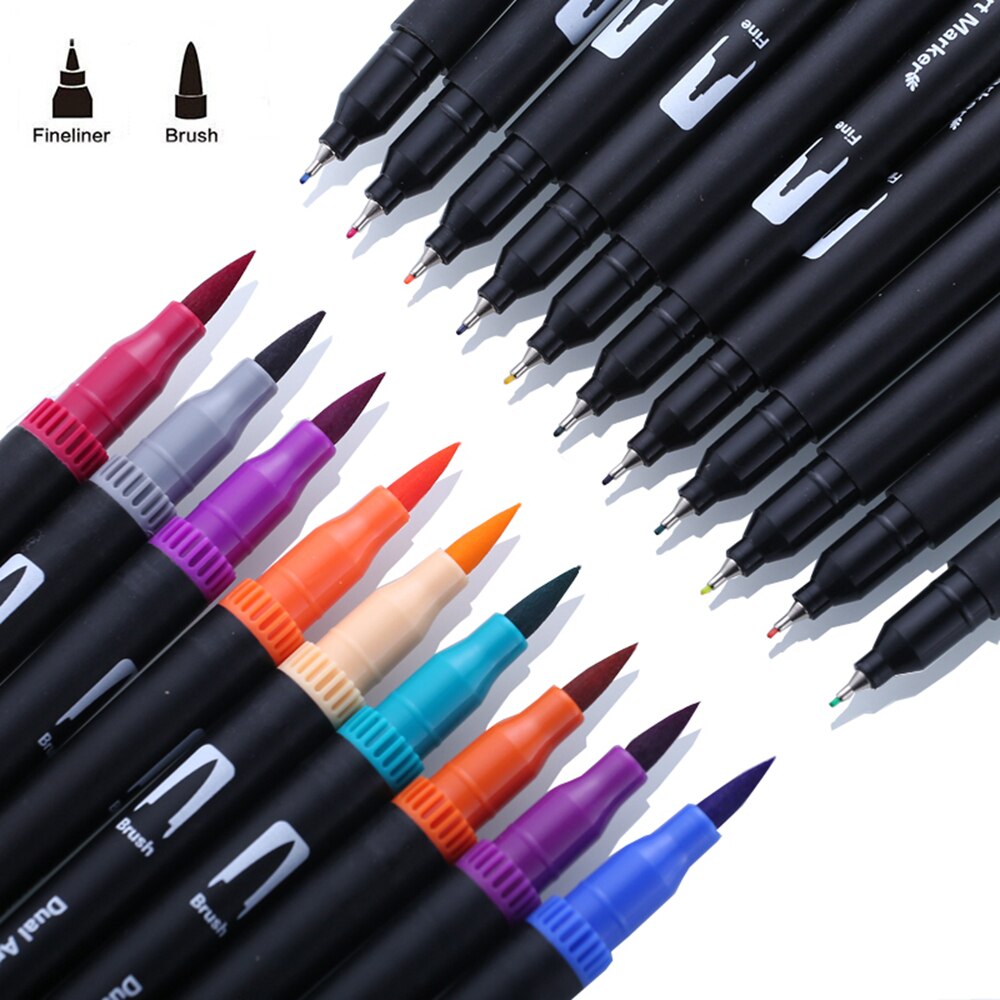 24/60 Colorurs Fineliner Tip Drawing Markers Dual ... – Grandado