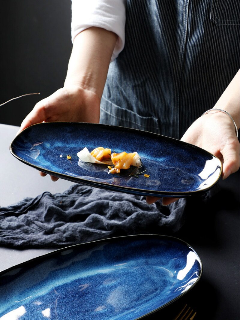 Japanese Ceramic Oval Fish Plate Specialty Restaur... – Grandado