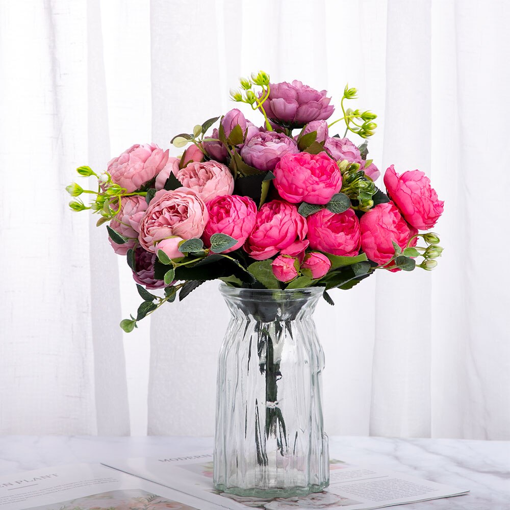 30cm Rose Pink Silk Peony Artificial Flowers PE Fo... – Grandado