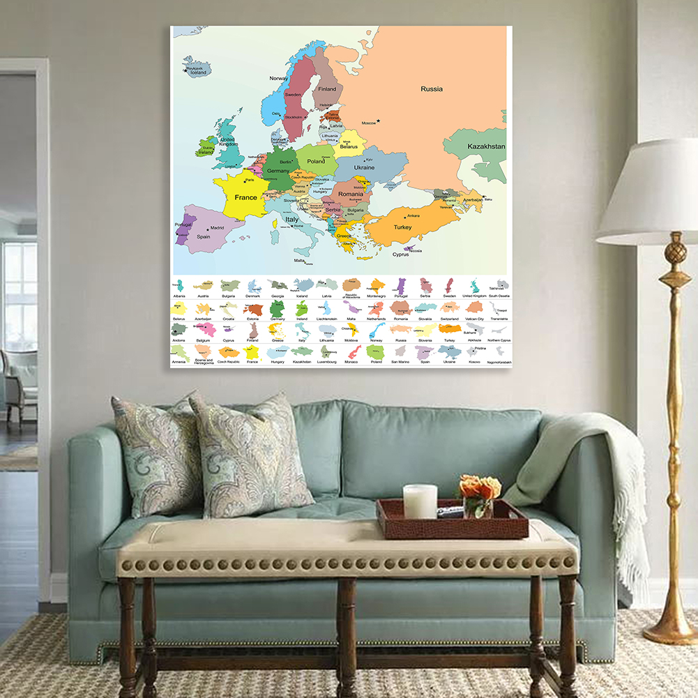 150*150cm The Europe Political Map Non-woven Canva... – Grandado