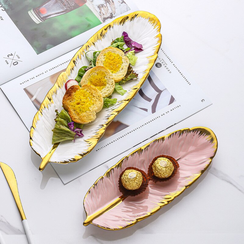 Luxury Ceramic Leaf Shape Plates Plates for Food T... – Vicedeal