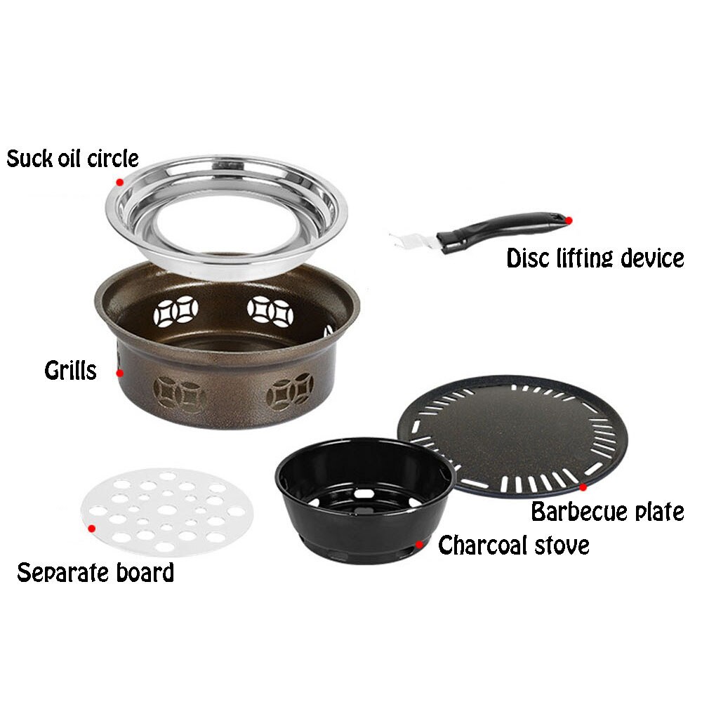 BETOHE Round Smokeless Grill Indoor Commercial Hom... – Grandado