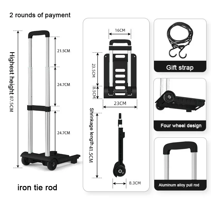 Luggage Hand Truck Household Folding Moving Trolle... – Grandado