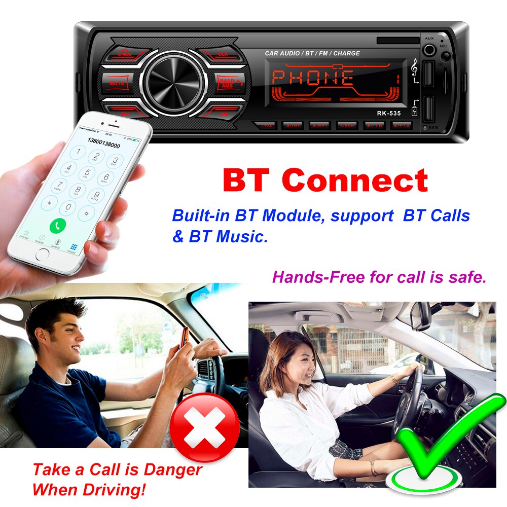 1DIN Bluetooth Vintage Car Radio MP3 Player Stereo... – Grandado