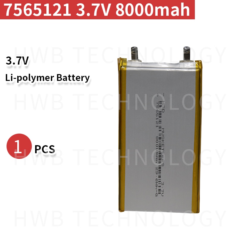 8000mAh 7565121 3.7V lithium polymer lipo battery ... – Vicedeal