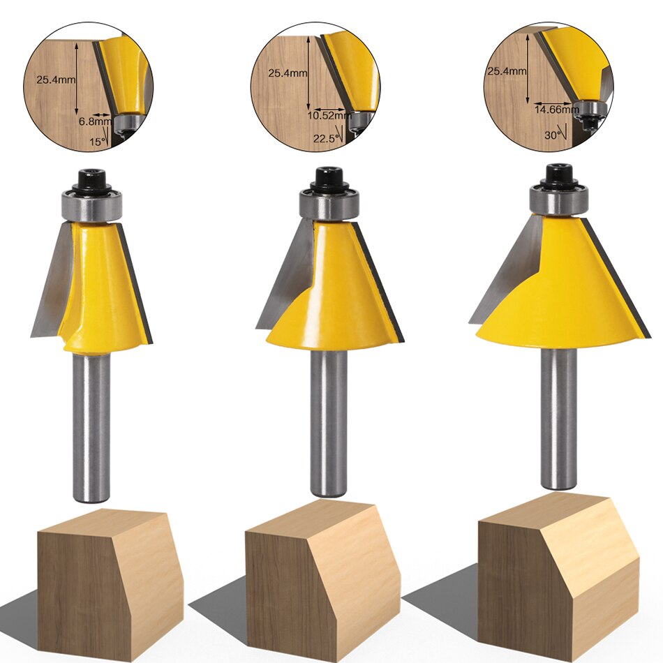 1pc 8MM Shank Afschuining Router Bit 15 22.5 30 Gr... – Grandado