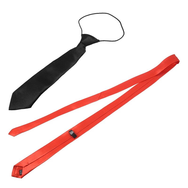 -Solid Black Polyester Elastic Slim Necktie Neck T... – Grandado