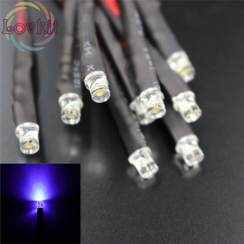 50pcs 3mm 12V Flat Top Pre-Wired Resistor Purple/U... – Grandado