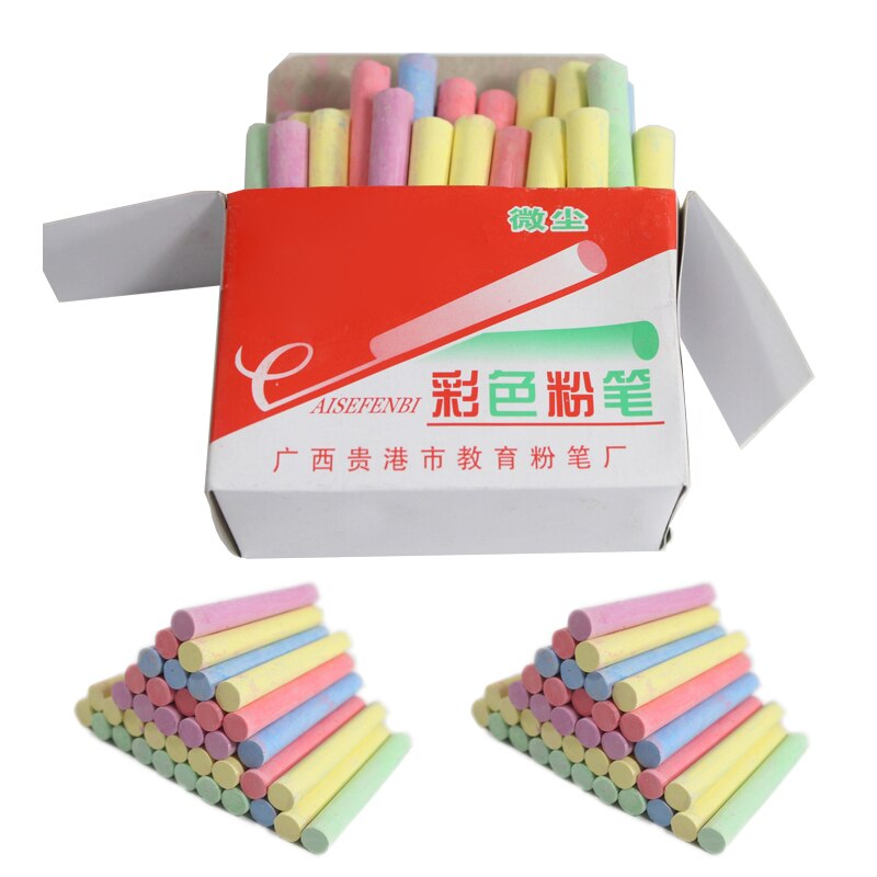 48pcs Mixed Colour White Chalk Sticks Pack Kids Pl... – Grandado