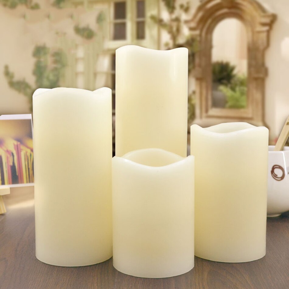 Battery operated led candle light, Pillar wax cand... – Grandado