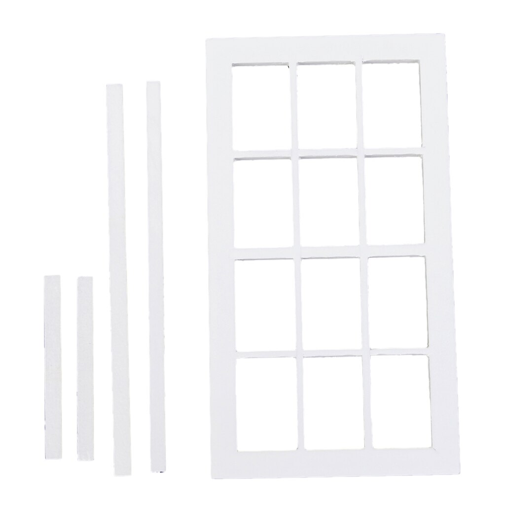 1:12 White Wooden 12-Pane Window Frame Dollhouse M... – Grandado