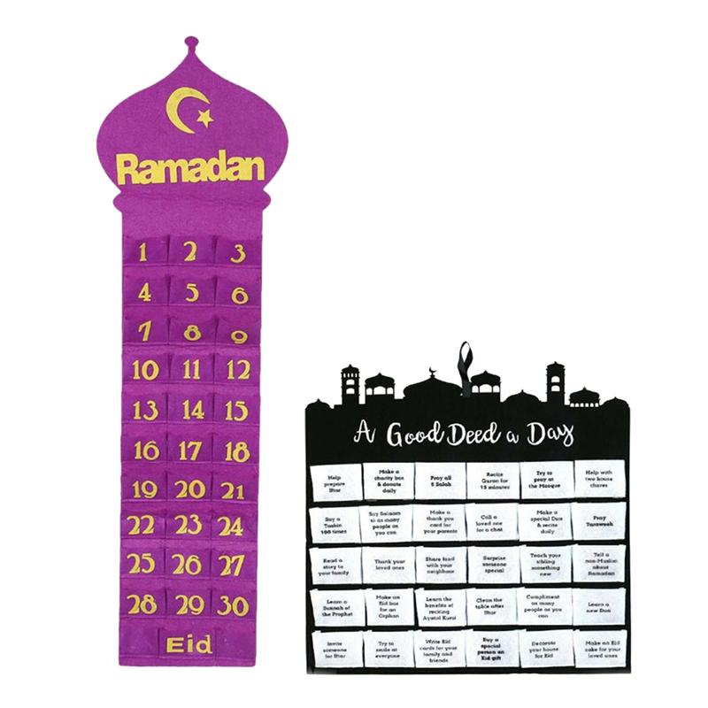 2pcs Ramadan Countdown Calenders Eid Mubarak Wall ... – Vicedeal