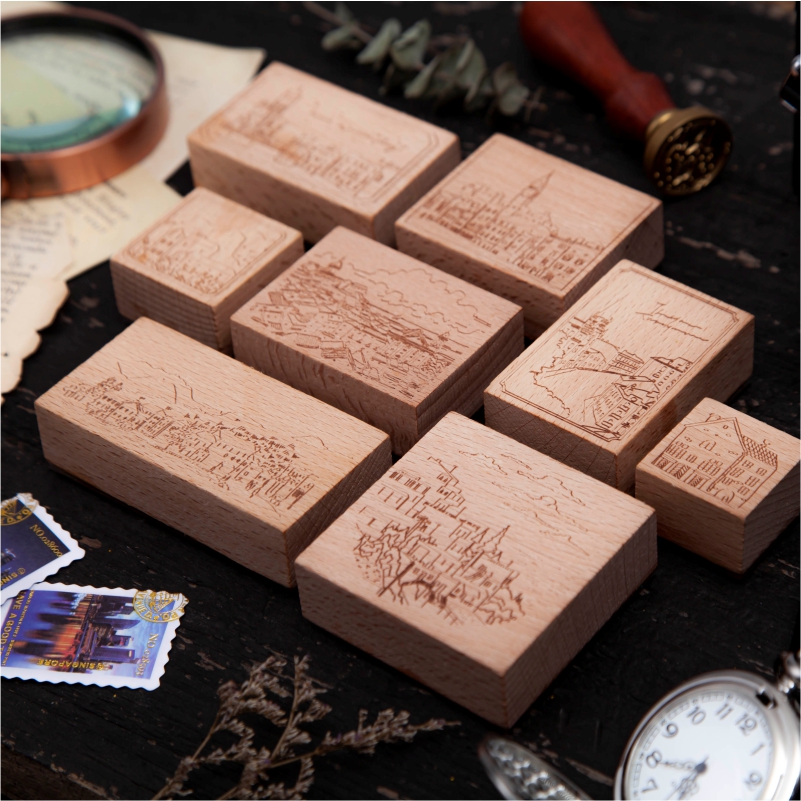 Vintage European City Architecture Stamp DIY Woode... – Grandado