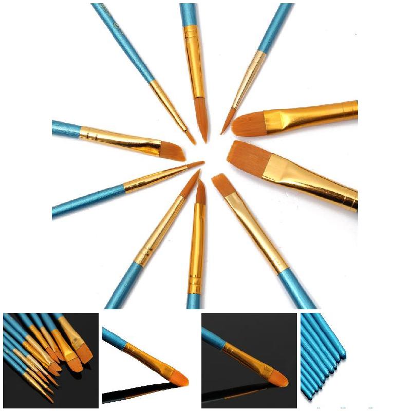 10pcs Nylon Wooden Handle Paint Brush Set for Kids... – Grandado