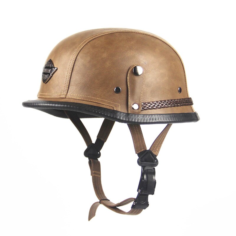 Volwassen Lederen Helmen Motorfiets Retro Half Cru... – Grandado Volwassen Lederen Helmen Motorfiets Retro Half Cru... – Grandado