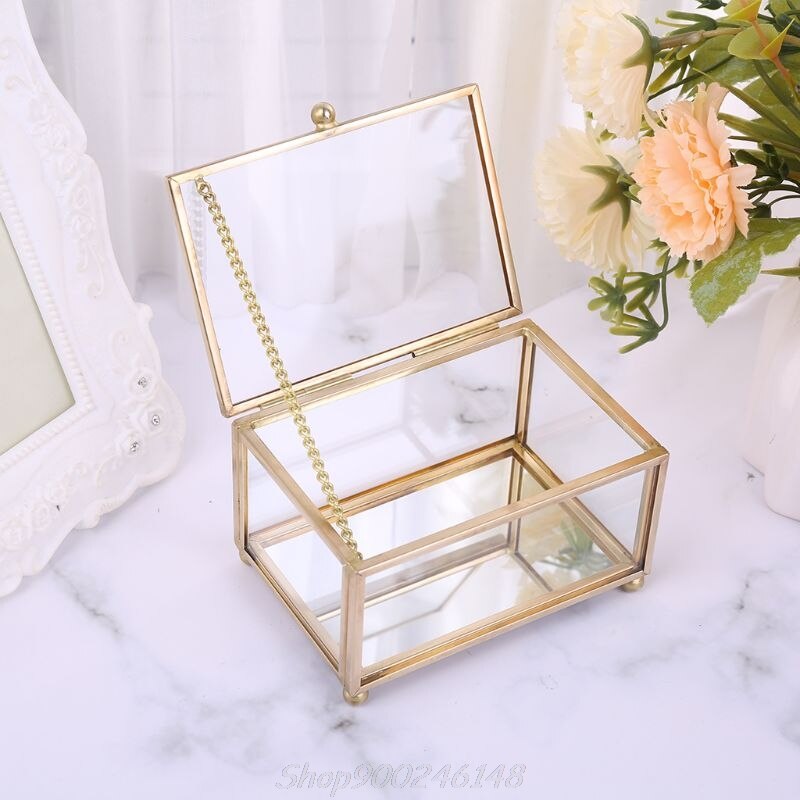Rustic Wedding Ring Box Geometric Transparent Glas... – Grandado