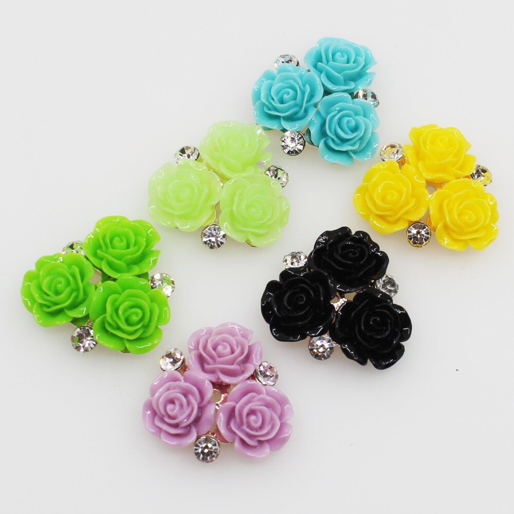 10Pc 27MM Oval presin roses Button golden metal We... – Grandado