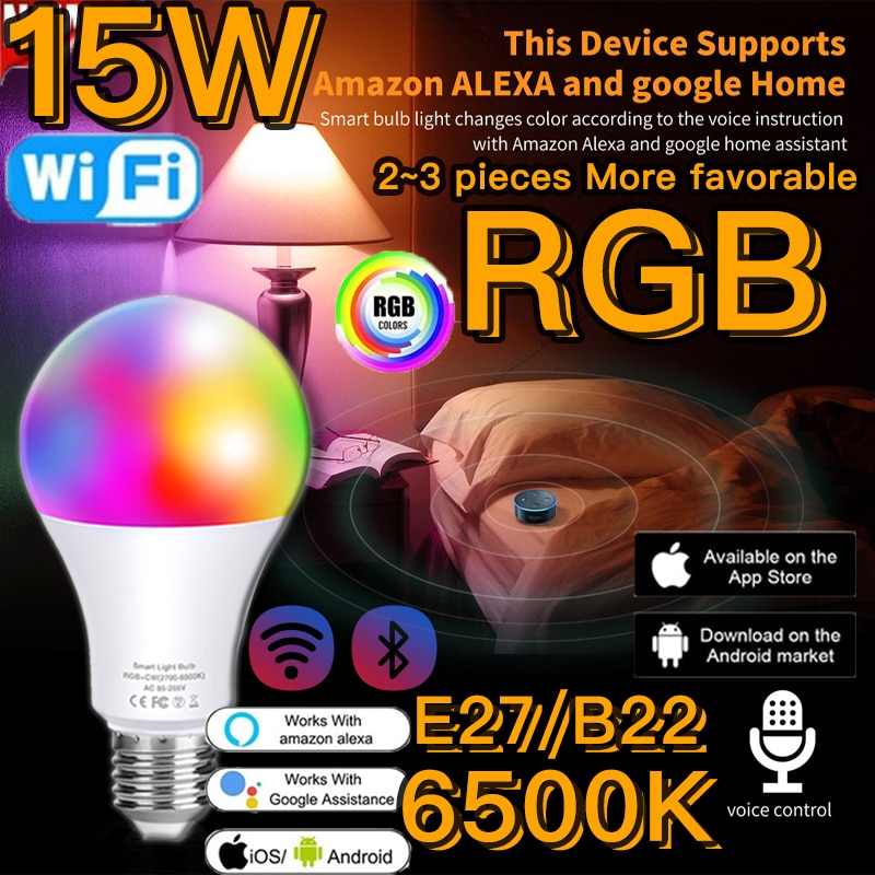 Smart Light Lamp Rgb Lampara Led E27 B22 Kleurrijk... – Vicedeal