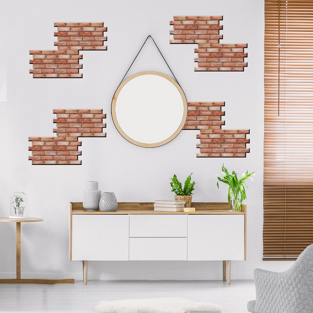3d Stereo Tile Stickers Red Brick Self-Adhesive Wa... – Grandado