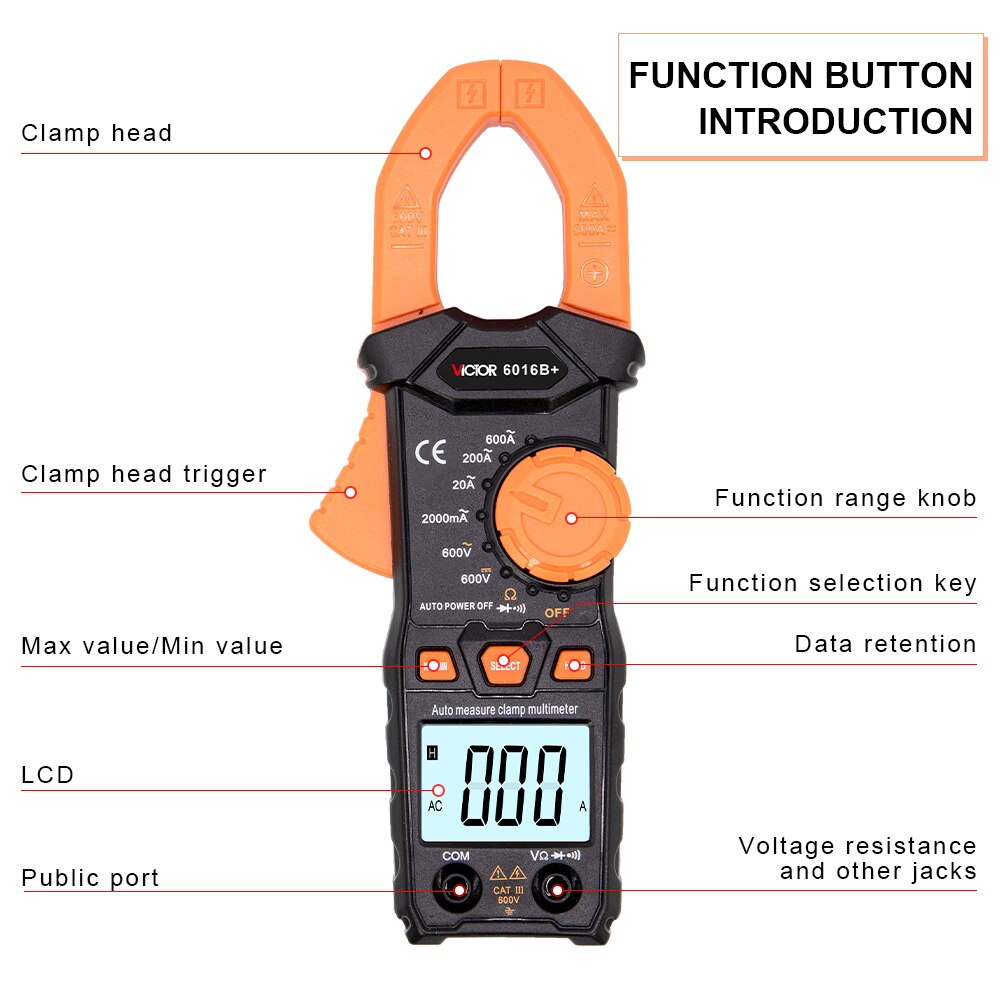 Digital Clamp Meter AC DC Multimeter Pinza Amperim... – Grandado