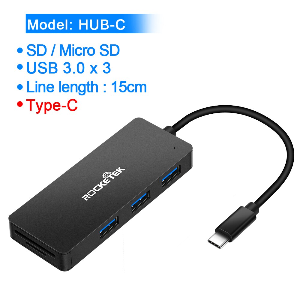Rocketek Aluminum Alloy Usb Hub With Card Reader 3 Grandado