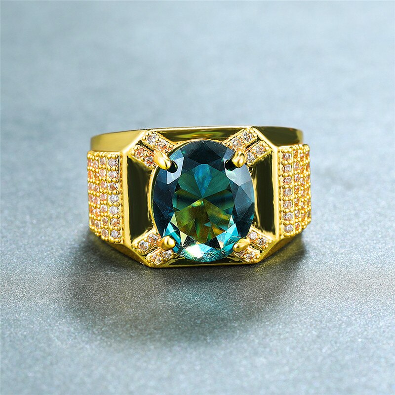 Classic Female Male Green Crystal Ring Vintage Zir... – Grandado
