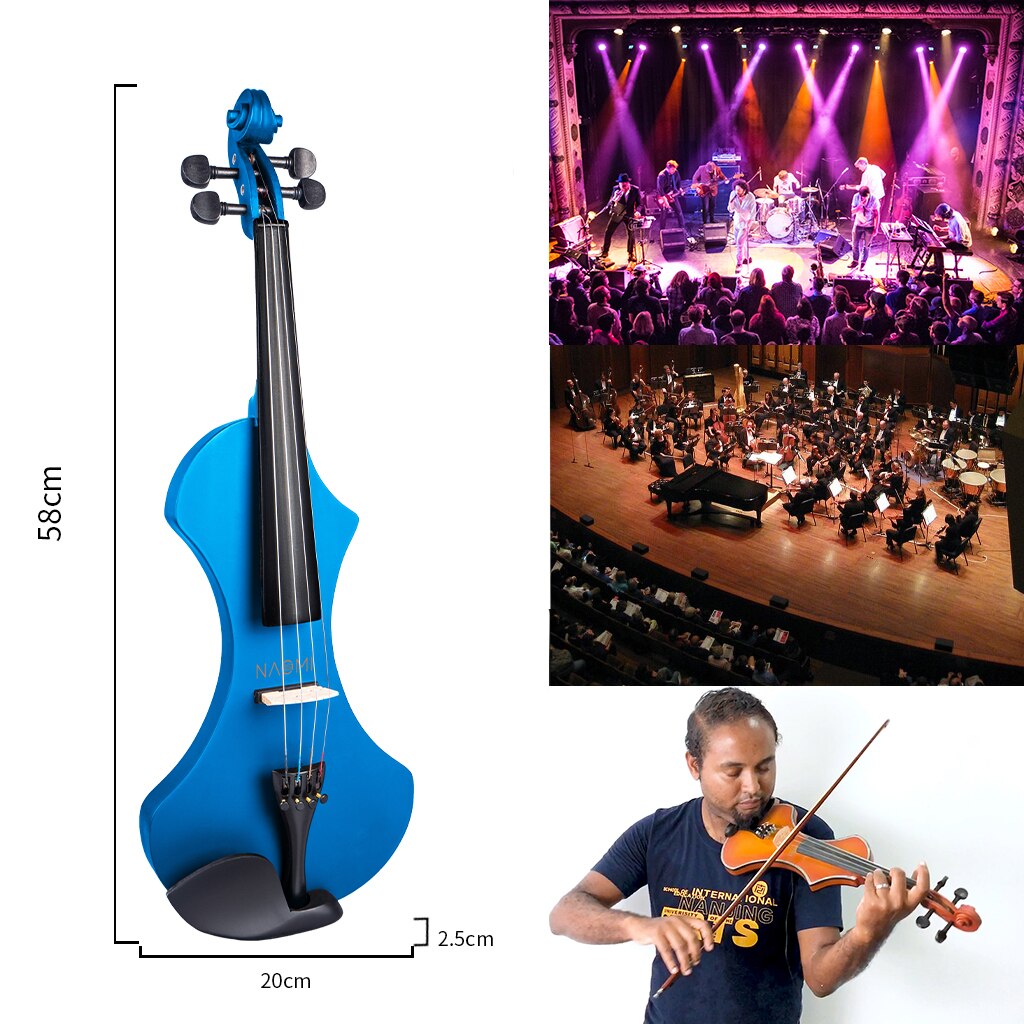 4/4 Size Blue Electric Violin Kit W/ Brazilwood Bo... – Grandado