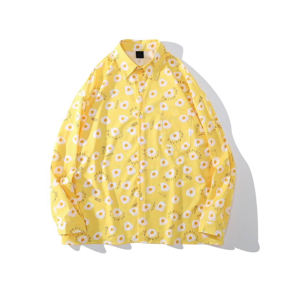 Dark Icoon Ei Bloemen Geel Shirt Mannen Herfst Tur... – Vicedeal