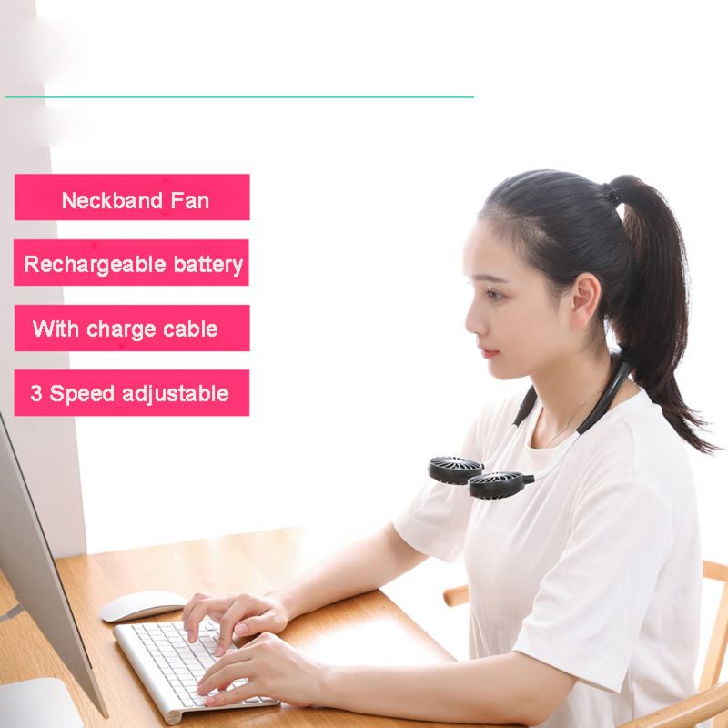USB Rechargeable 3 Gears Portable Wearable Fan Han... – Grandado