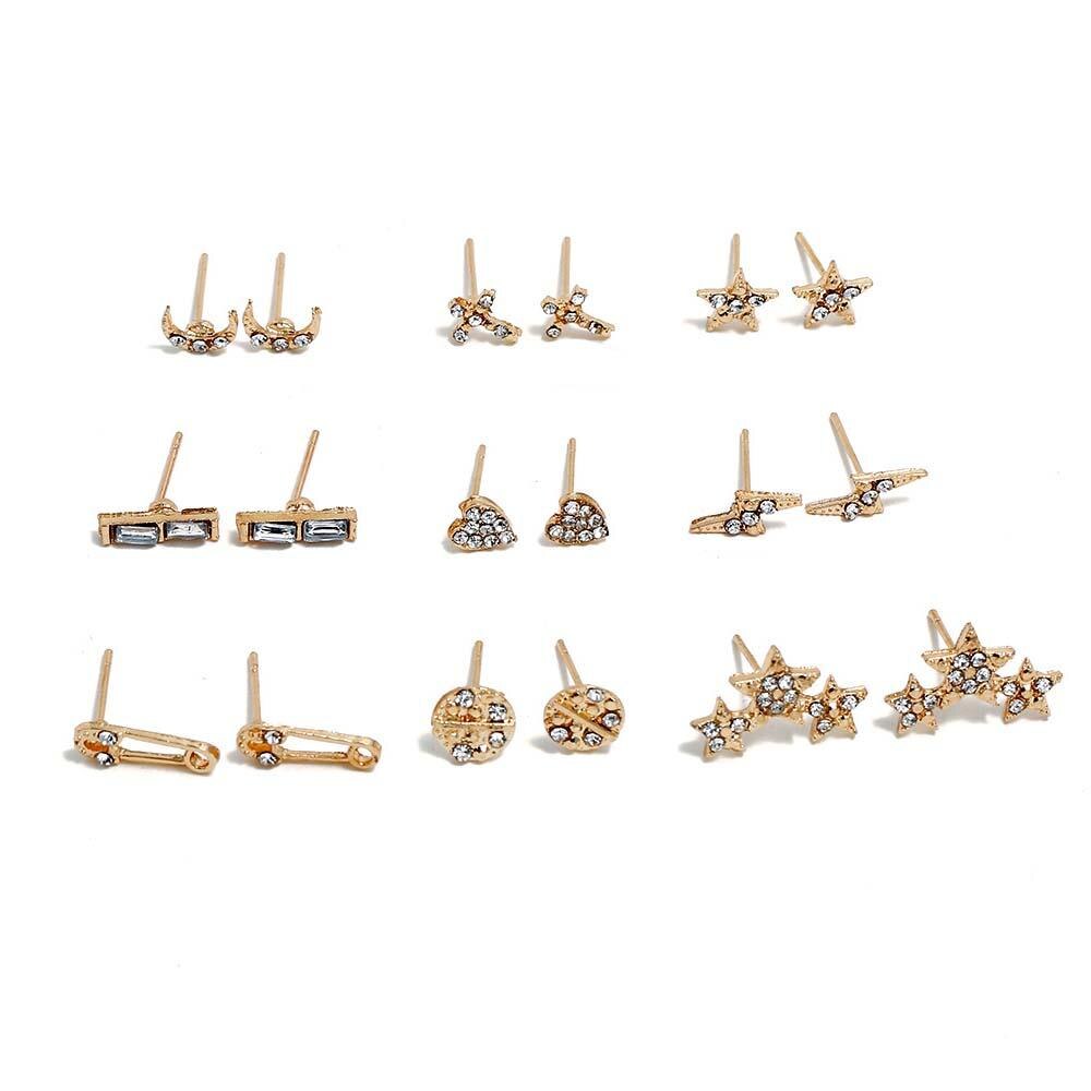 Set van 18 schattige oorbellen met maanster en har... – Grandado