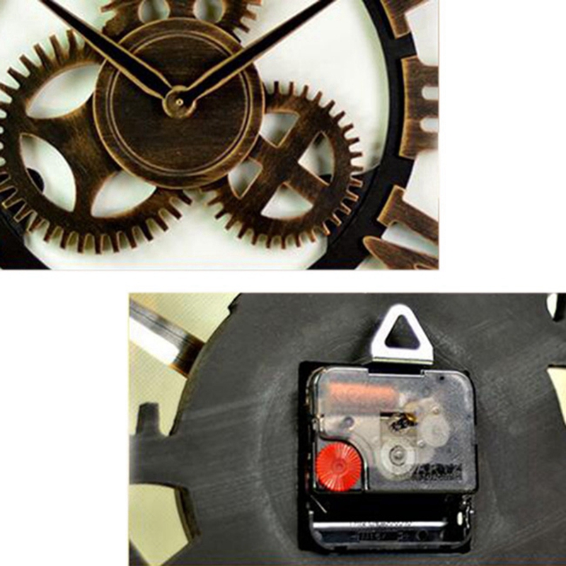 Large Wooden Wall Clock Vintage Gear Clock Us Styl... – Grandado