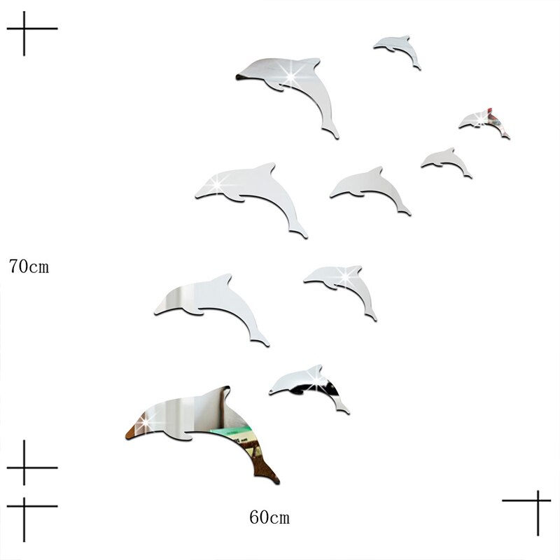 3D Acrylic Mirror Sticker Cartoon Dolphin Sticker ... – Grandado
