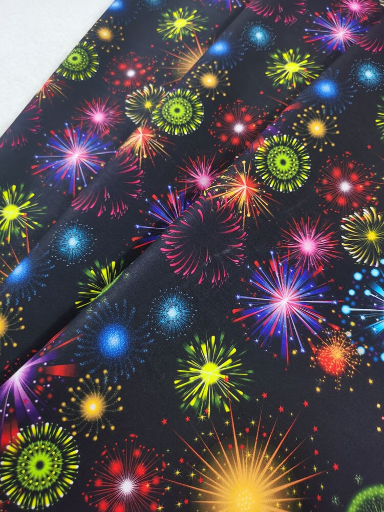 gorgeous Fireworks at Night Thrilled Cotton fabric... – Grandado