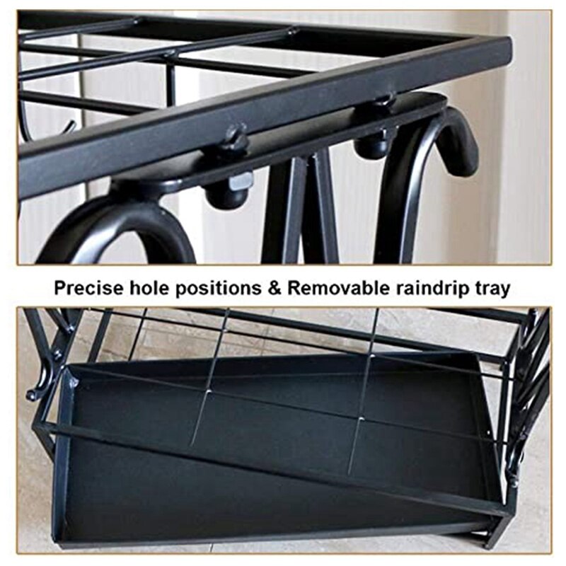Umbrella Stand with Detachable Drip Tray Hook, Met... – Vicedeal
