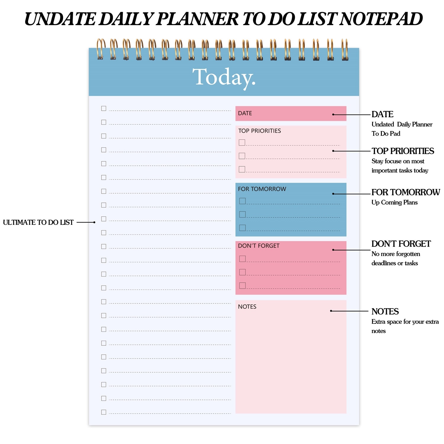 Daily To Do Planner Undated Task Checklist Organiz... – Vicedeal