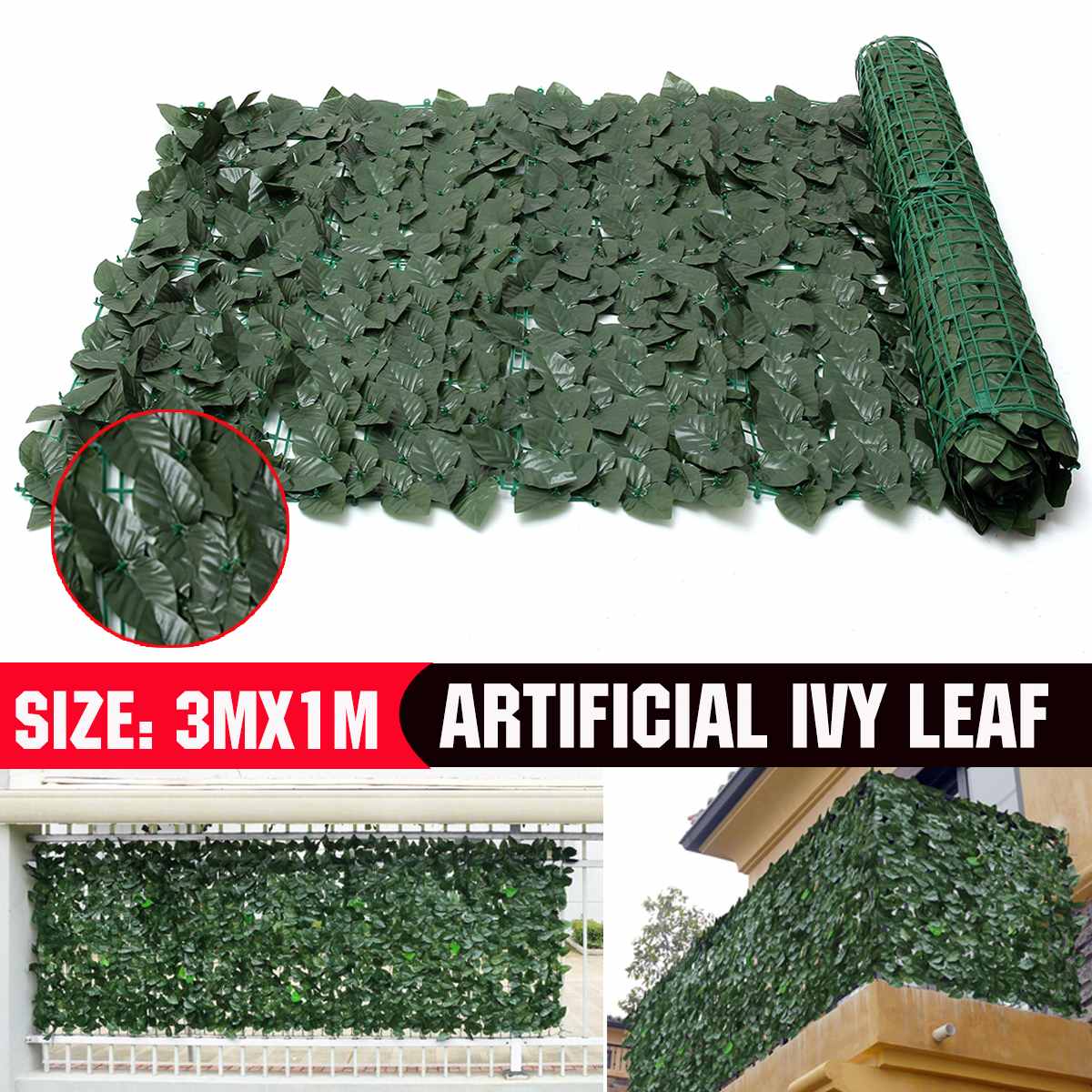 3Mx1M Artificial Leaf Privacy Fence Roll Wall Land... – Grandado