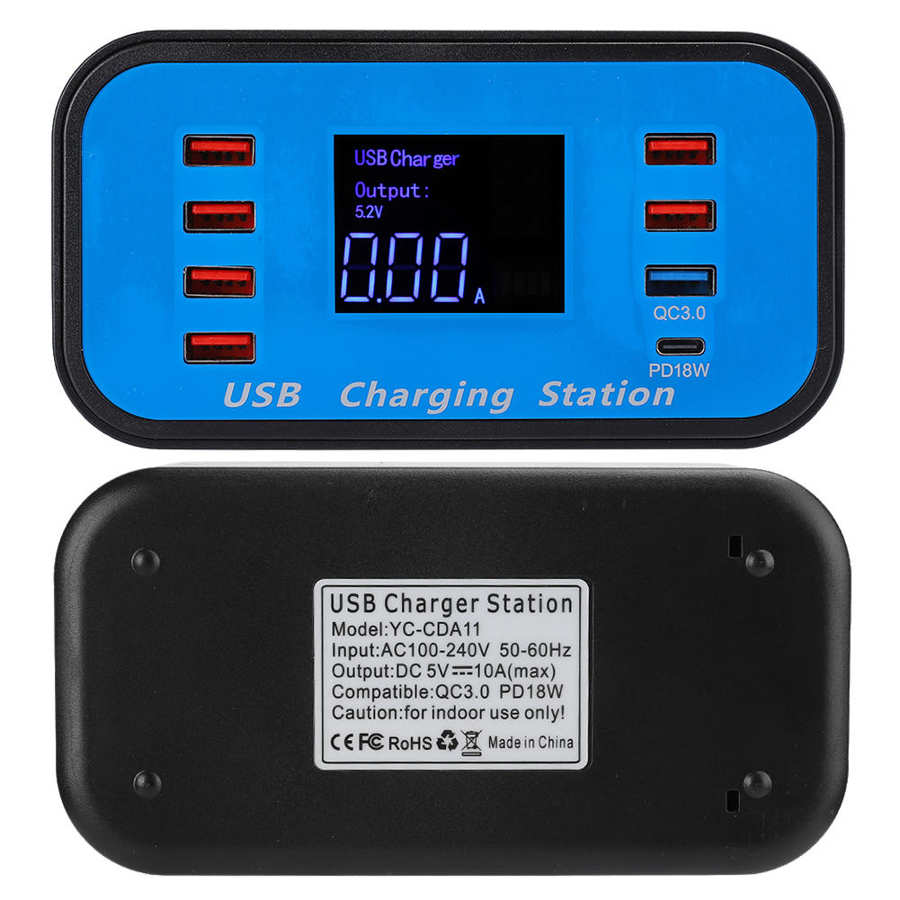 8 USB multiport adapter 100-240V AC wall charging ... – Grandado