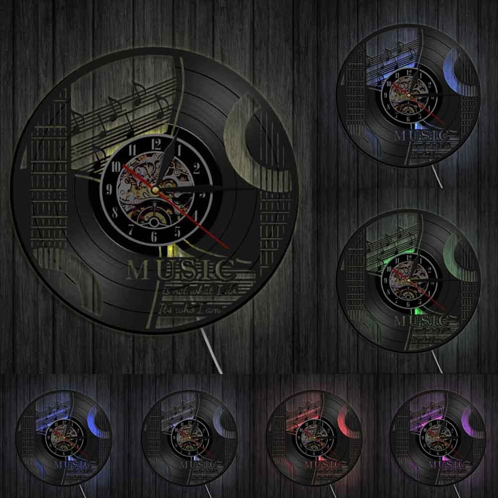 Vinyl Record Wall Clock Musical Note Instrument Wa... – Vicedeal