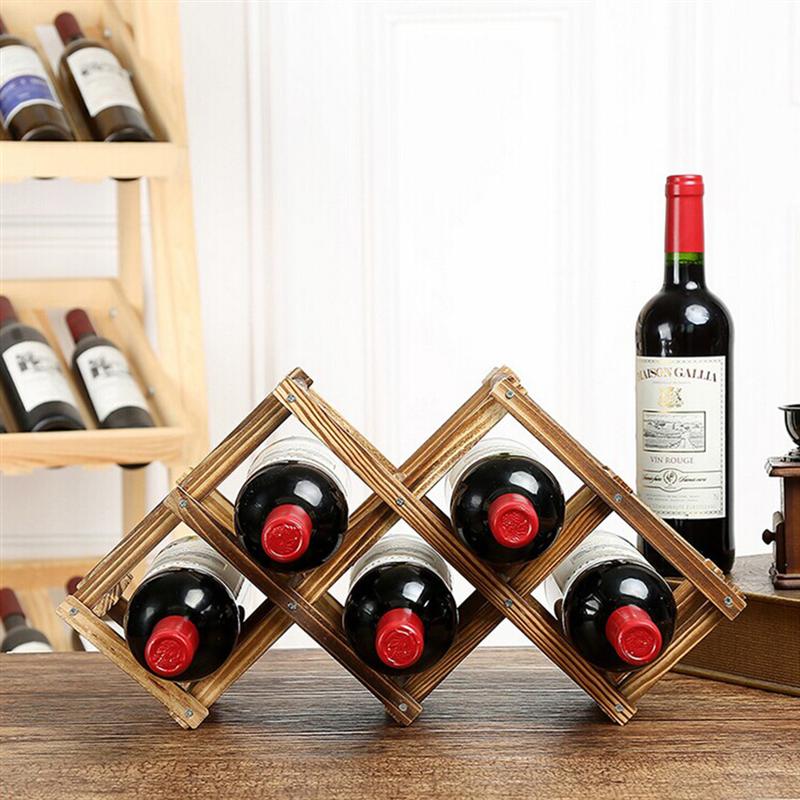 6 Bottles Holder Foldable Wooden Wine Rack Mount B... – Vicedeal