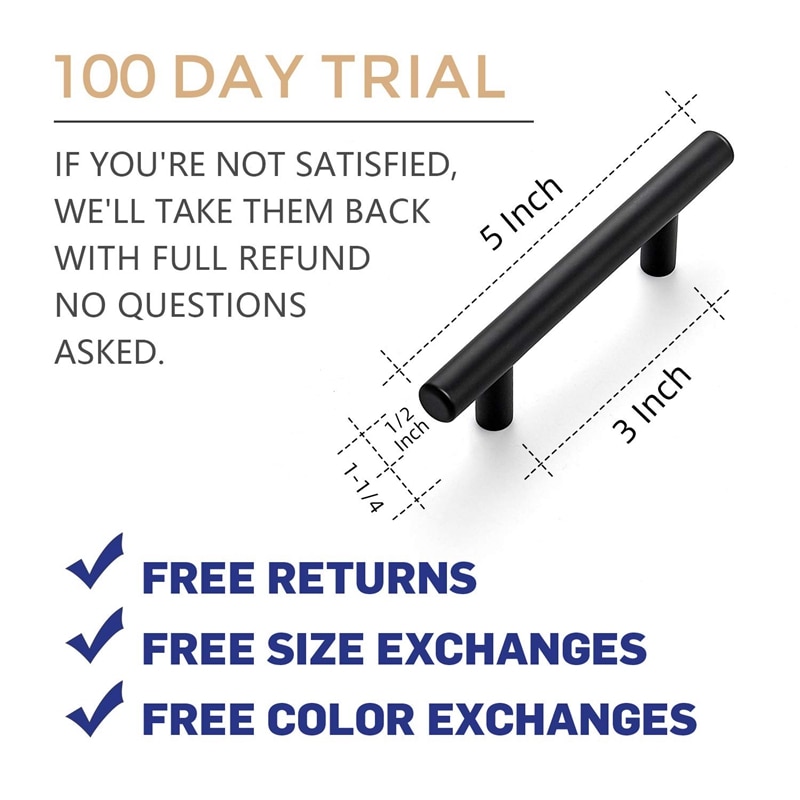 Flat Black Modern Cabinet Hardware Drawer Handle K... – Grandado