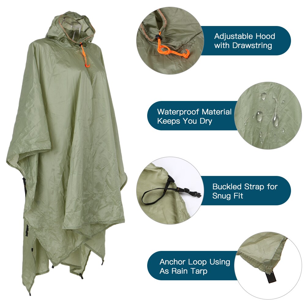 Waterproof Rain Poncho Lightweight Reusable Hooded... – Grandado