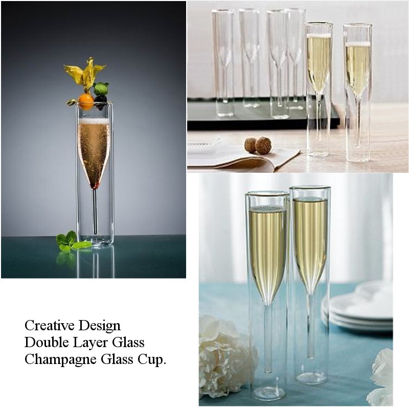 2/4/6 Pcs Double Wall Glass Champagne Champagne Fl... – Vicedeal