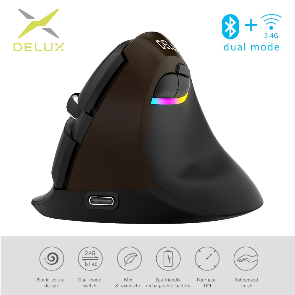 Delux M618Mini Jet Ergonomic Mouse Wireless Vertic... – Grandado